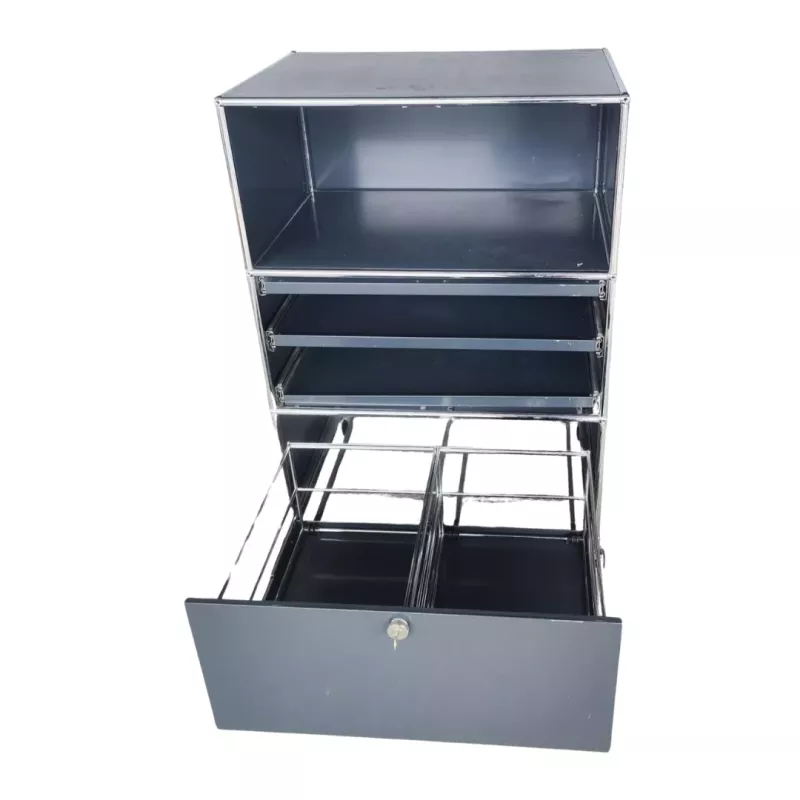 USM HALLER│Bibliothèque 3 cases 1L x 3H-Ouvert-DS-tablettes-anthracite